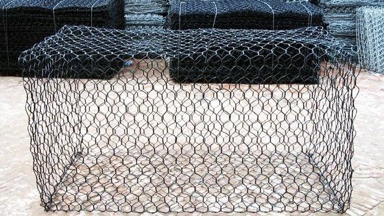 80X100mm Retaining Wall Mesh Cages PVC Coated Gabion Basket For Slope ...